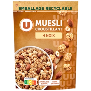 MUESLI CROUSTILLANT AUX 4 NOIX U PAQUET 500G