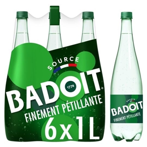 EAU MINÉRALE NATURELLE GAZEUSE BADOIT VERTE PET 6X1 LITRE